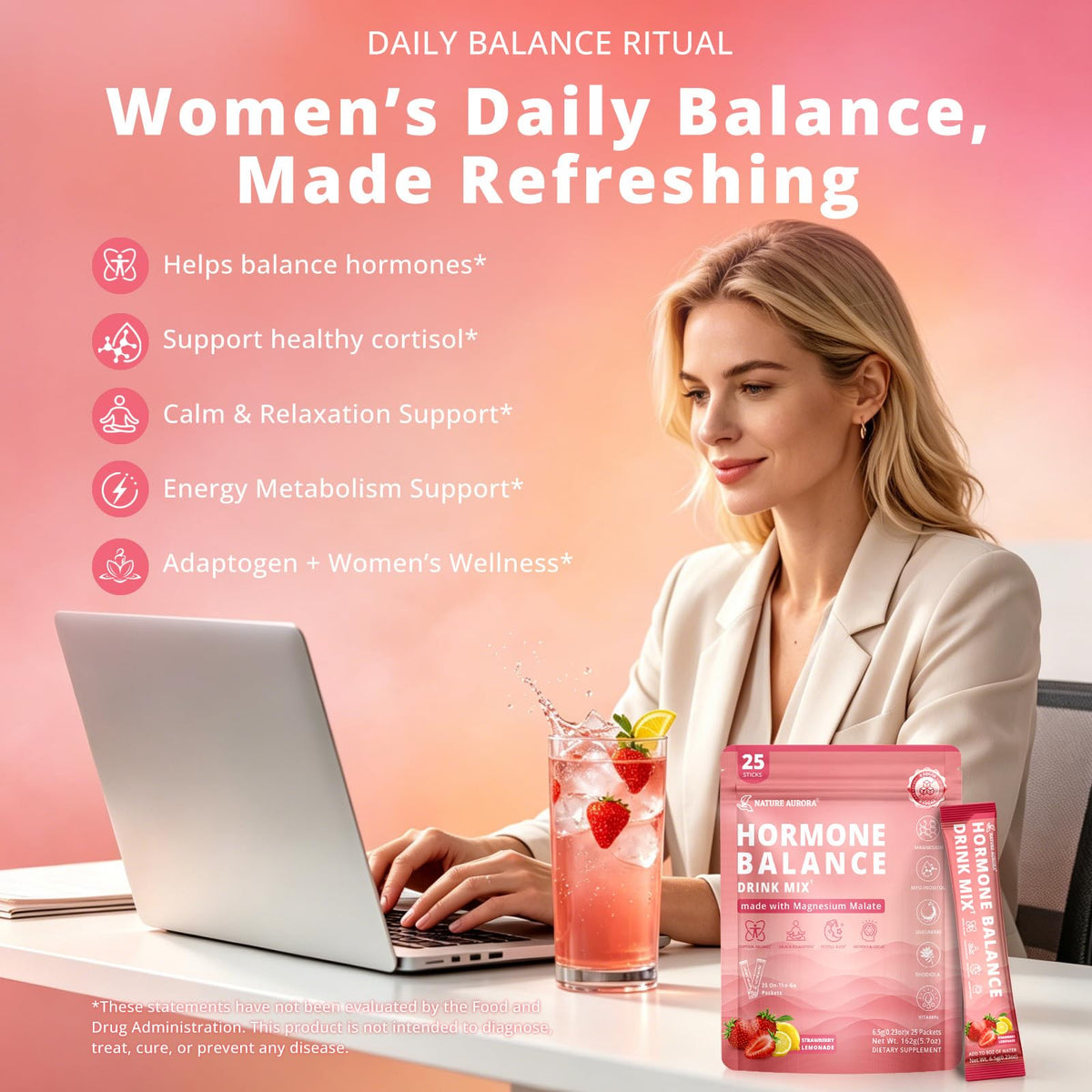 Natural hormone support beverage