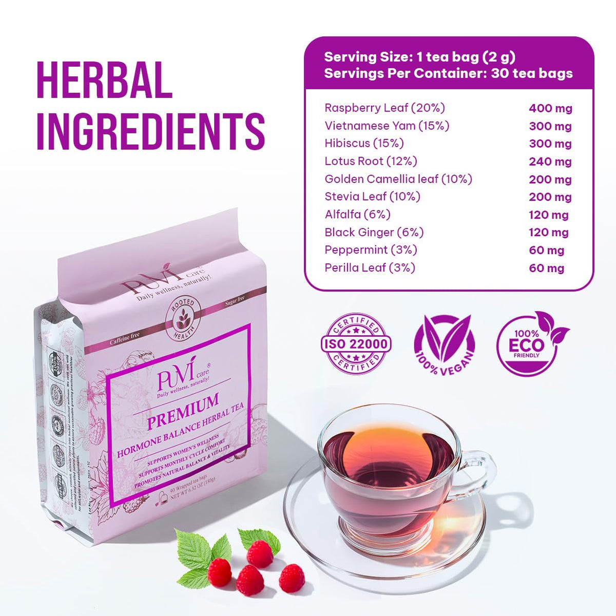 Natural hormone support tea blend