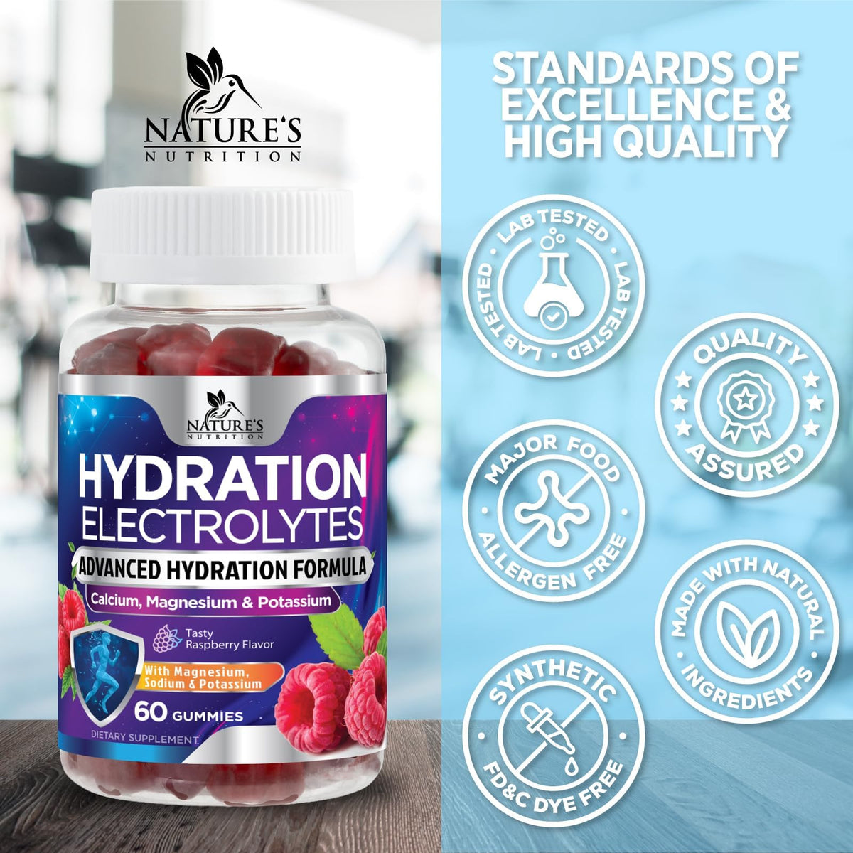 Natural hydration gummies with electrolytes