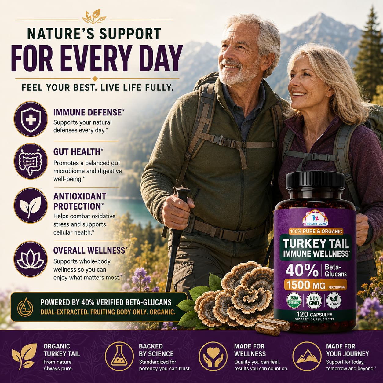 Natural immune booster Turkey Tail mushrooms
