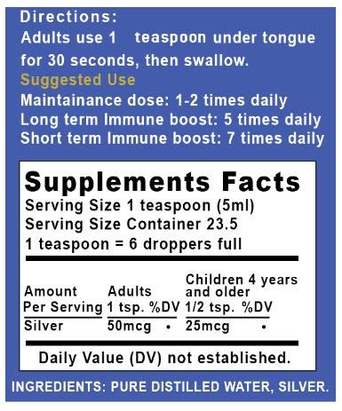 Natural immune support colloidal silver