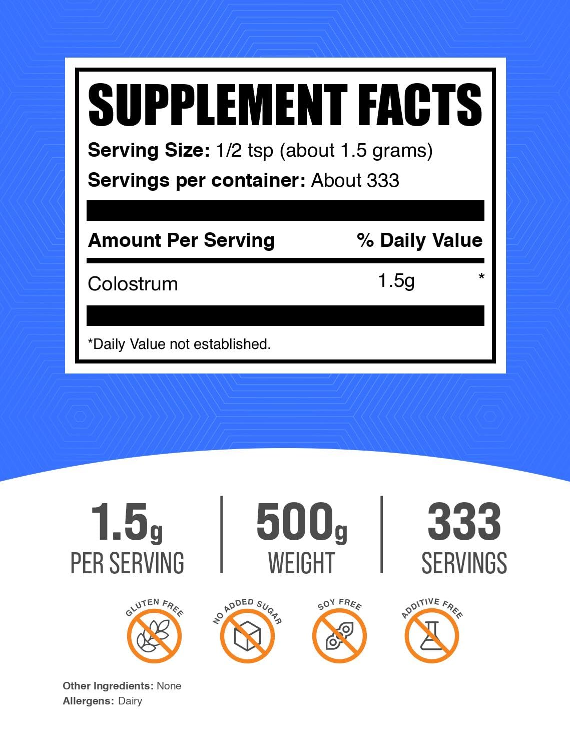 Natural immune support colostrum powder