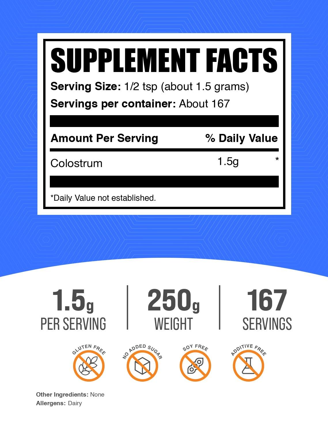 Natural immune support colostrum powder
