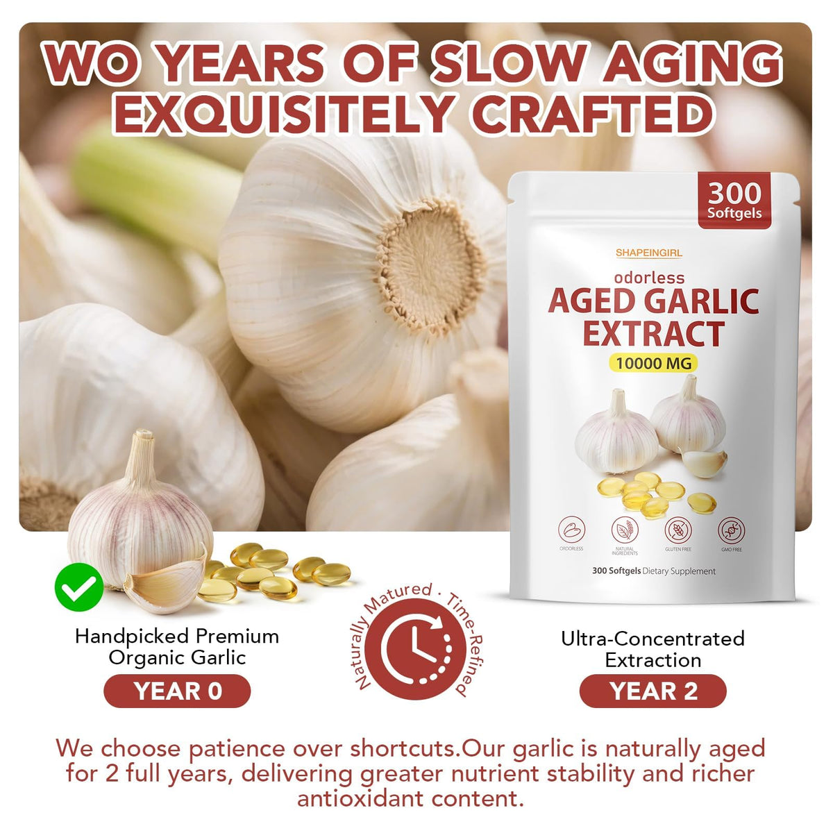 Natural immune support garlic supplement