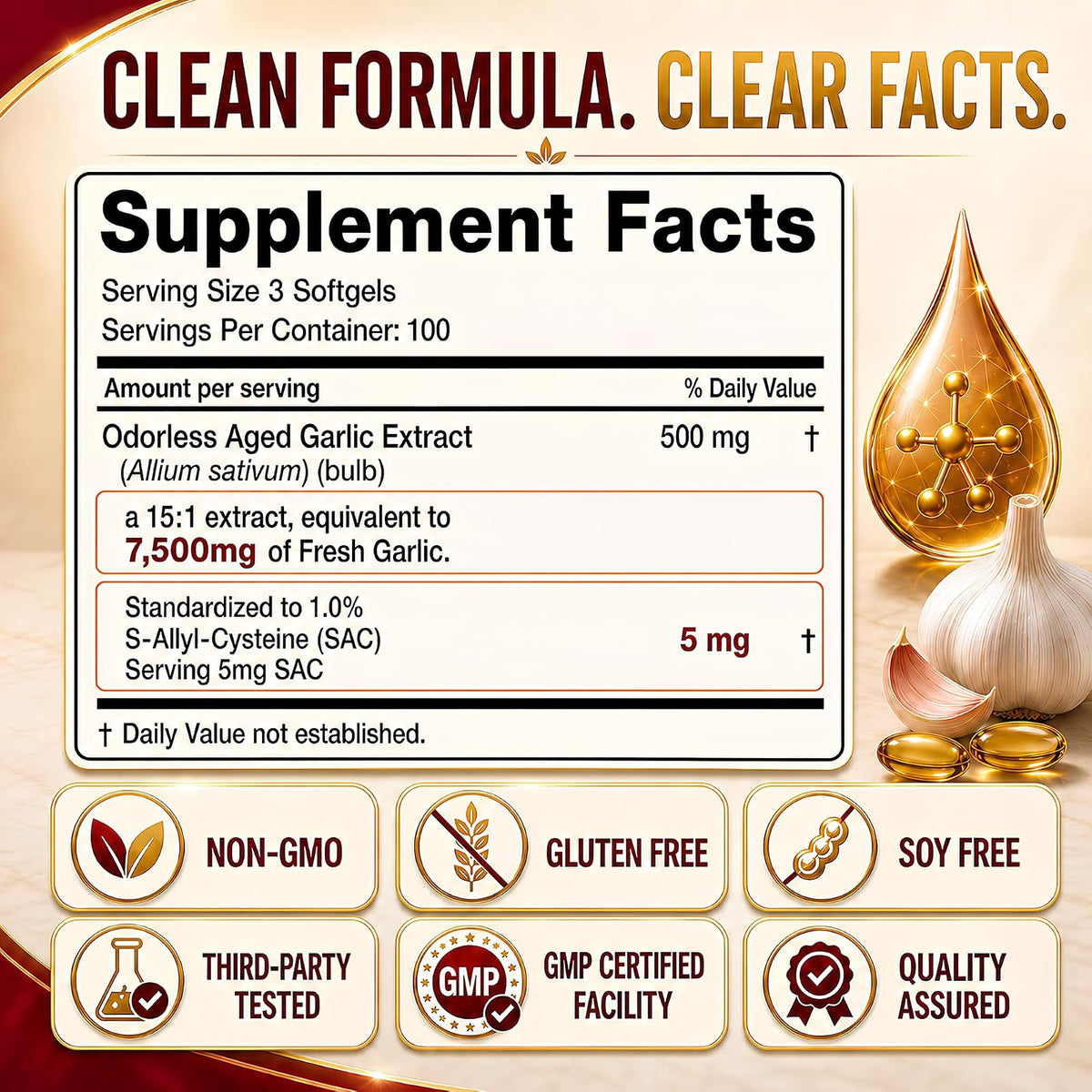Natural immune support garlic supplement