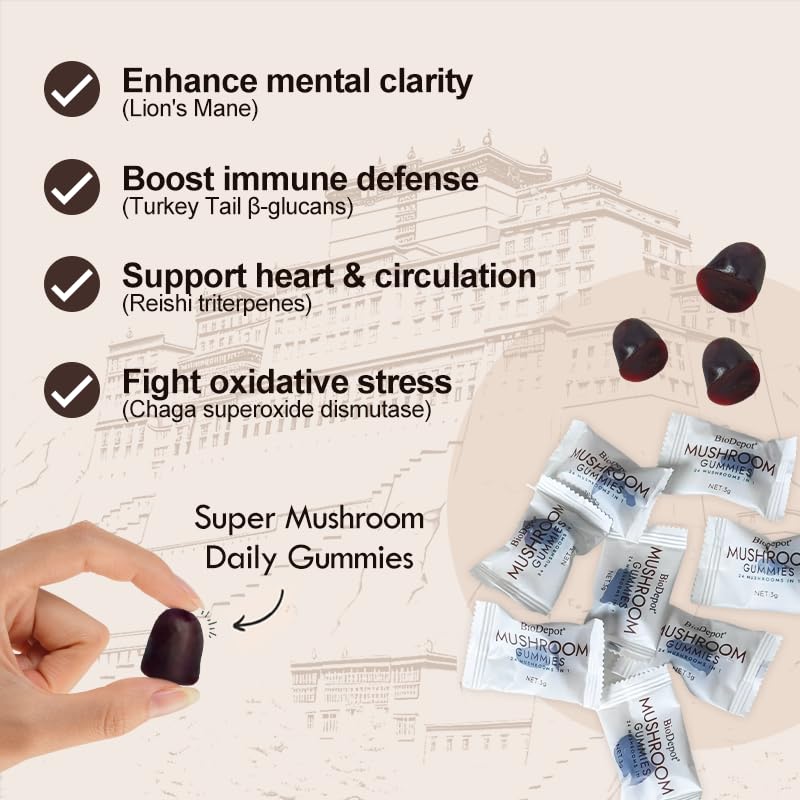Natural immune support mushroom gummies