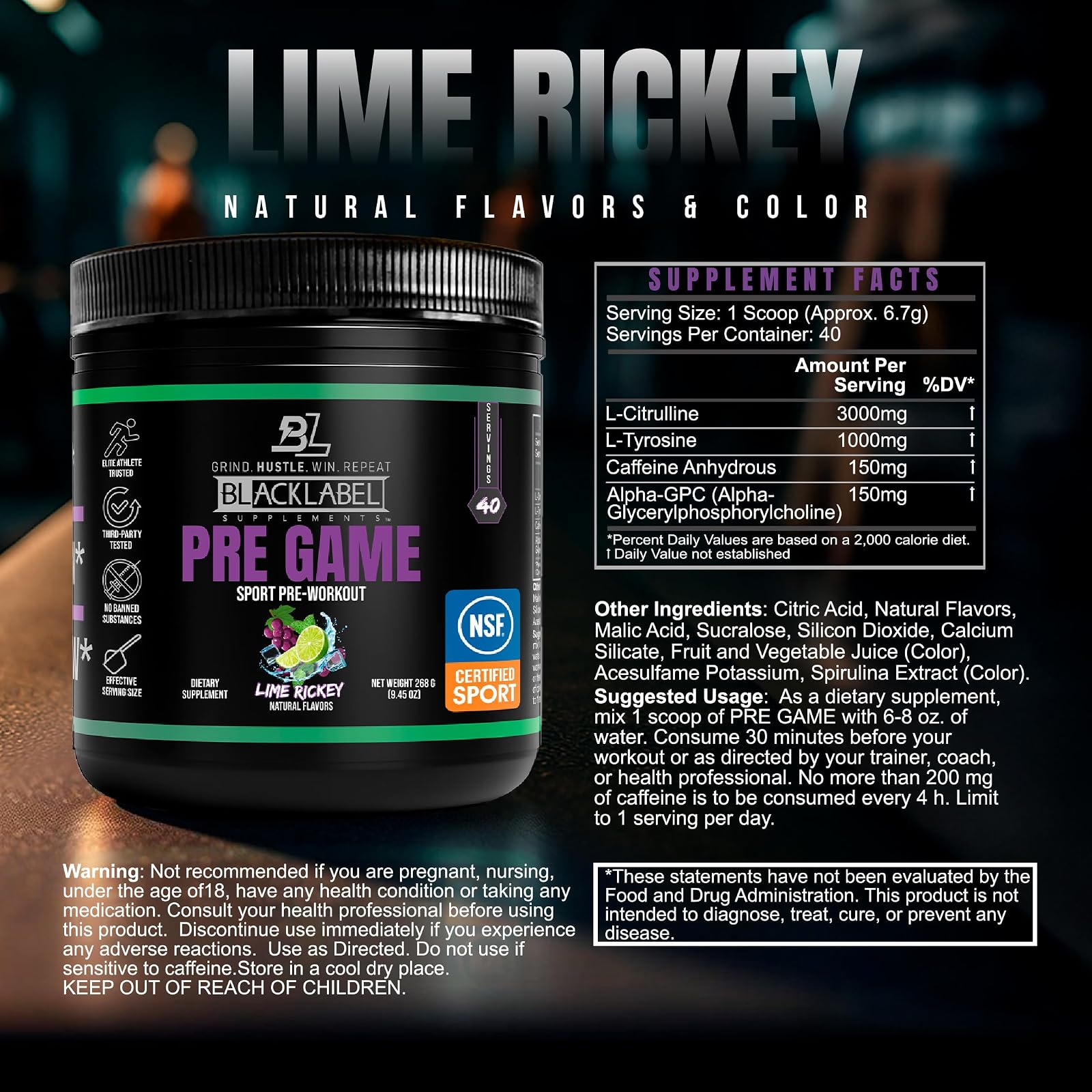 natural ingredients in Blacklabel pre-workout
