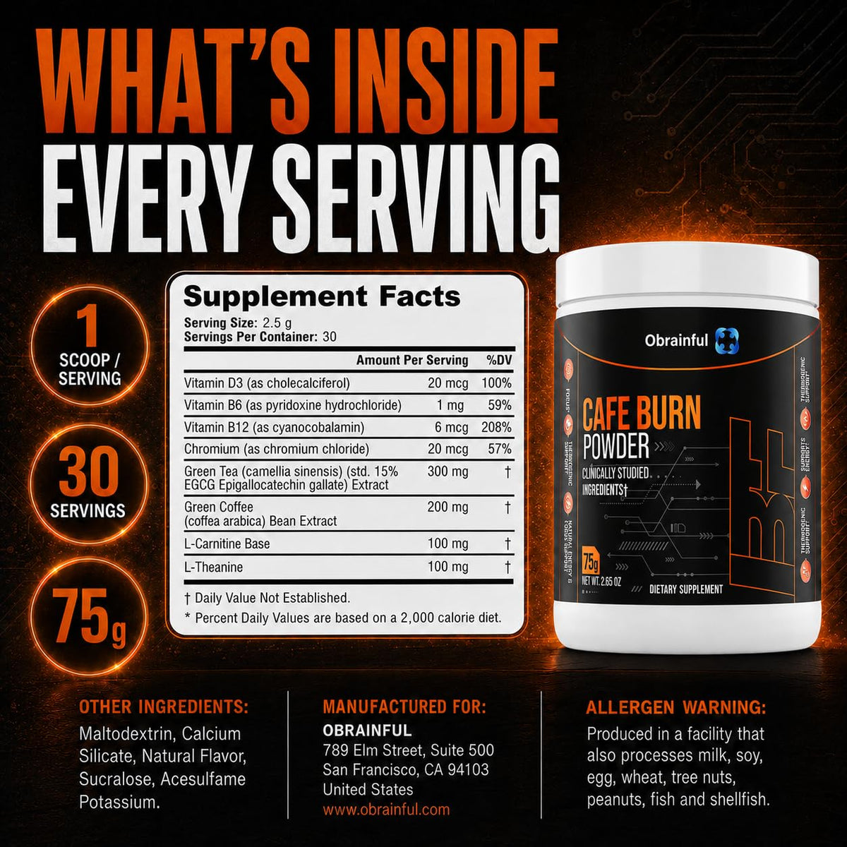 natural ingredients in Cafe Burn