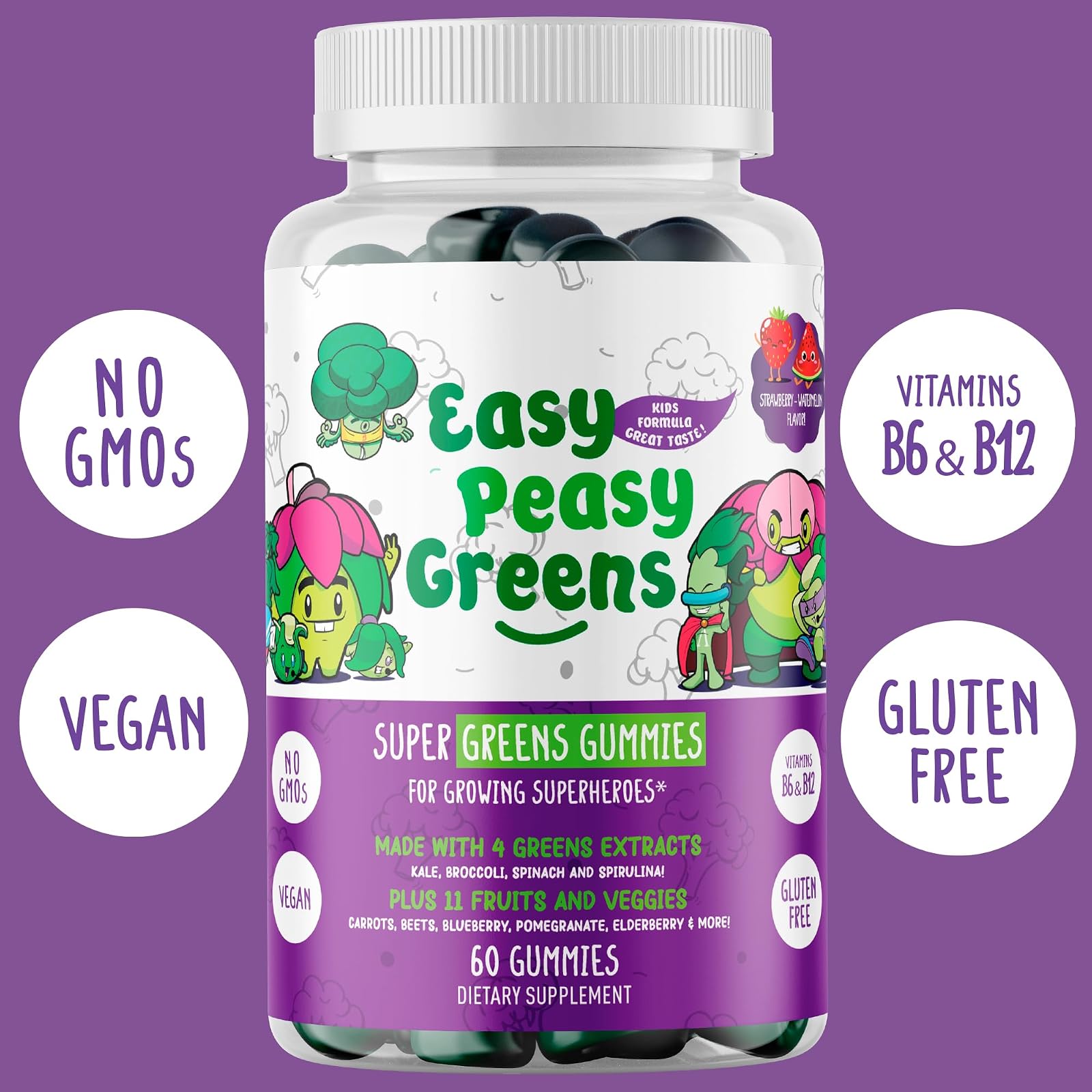 natural ingredients in EasyPeasyGreens kids gummies