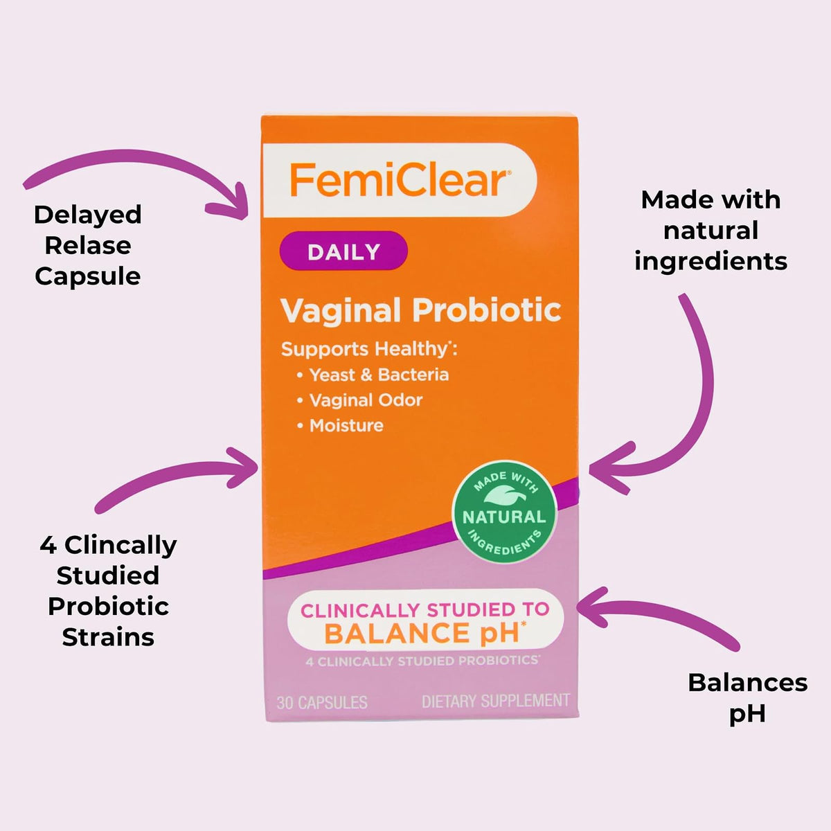 Natural ingredients in FemiClear probiotics