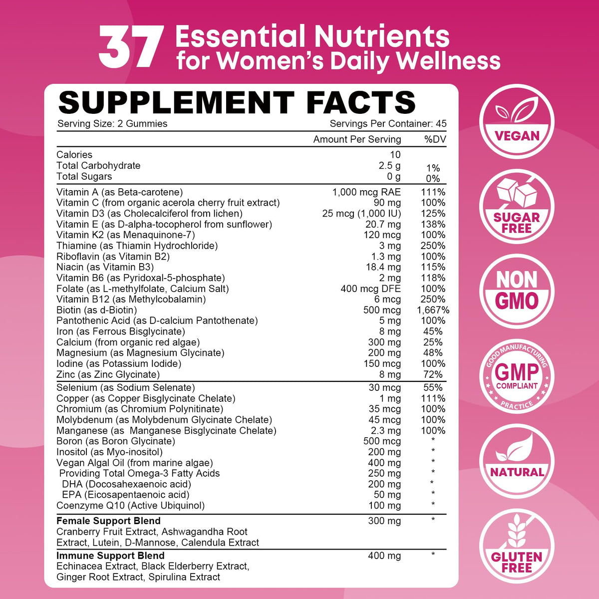natural ingredients in women's multivitamin gummy