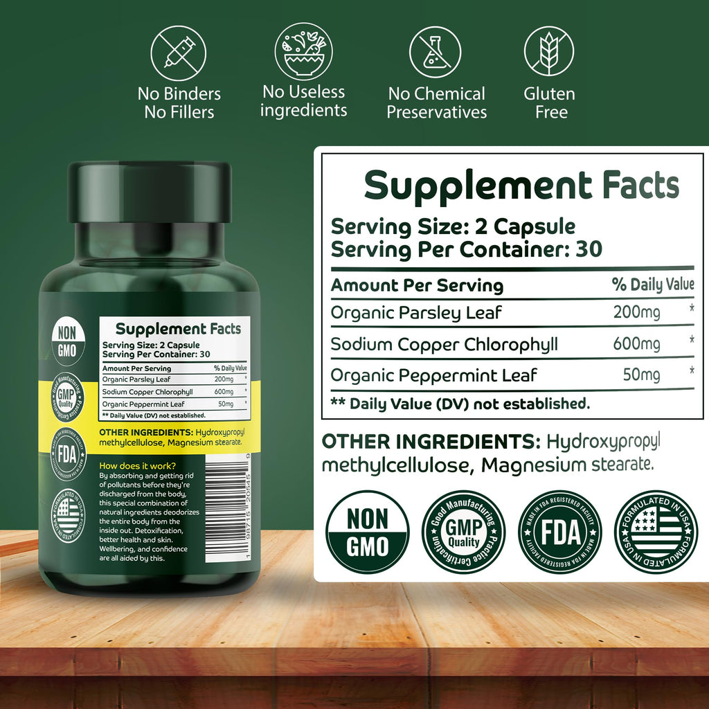 Natural internal deodorant with mint and parsley