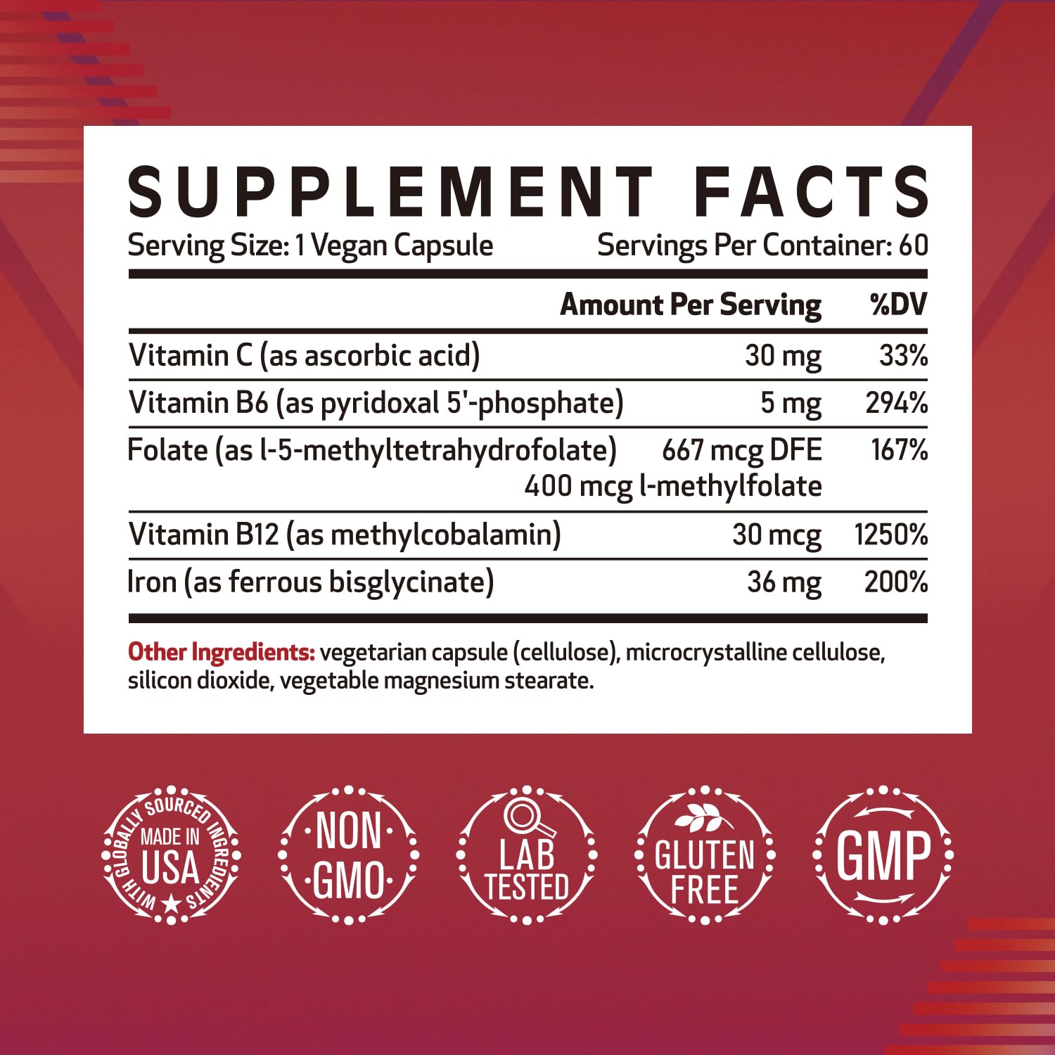 Natural iron capsules for vitality