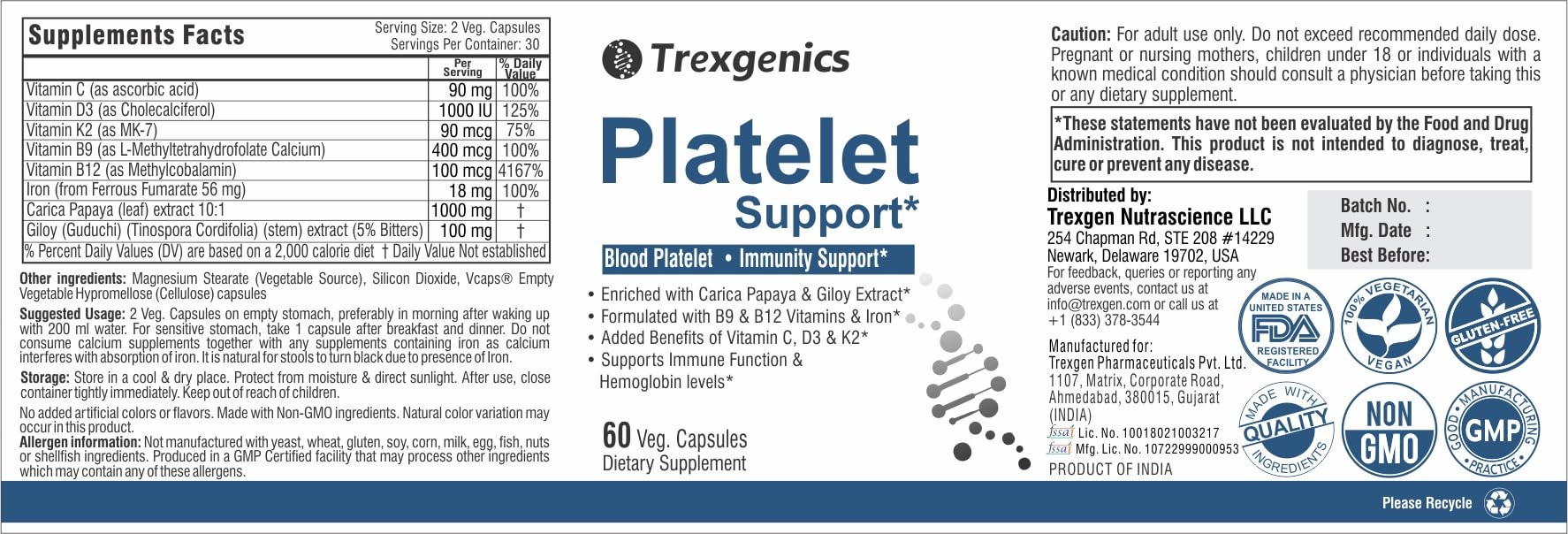 Natural iron support with Carica Papaya