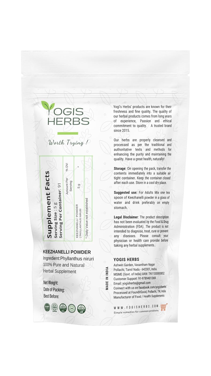Natural Keezhanelli powder benefits