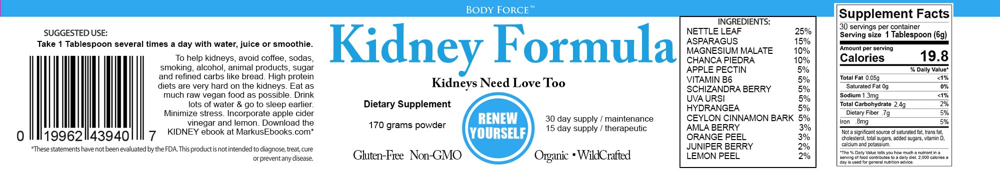 Natural kidney health support supplement