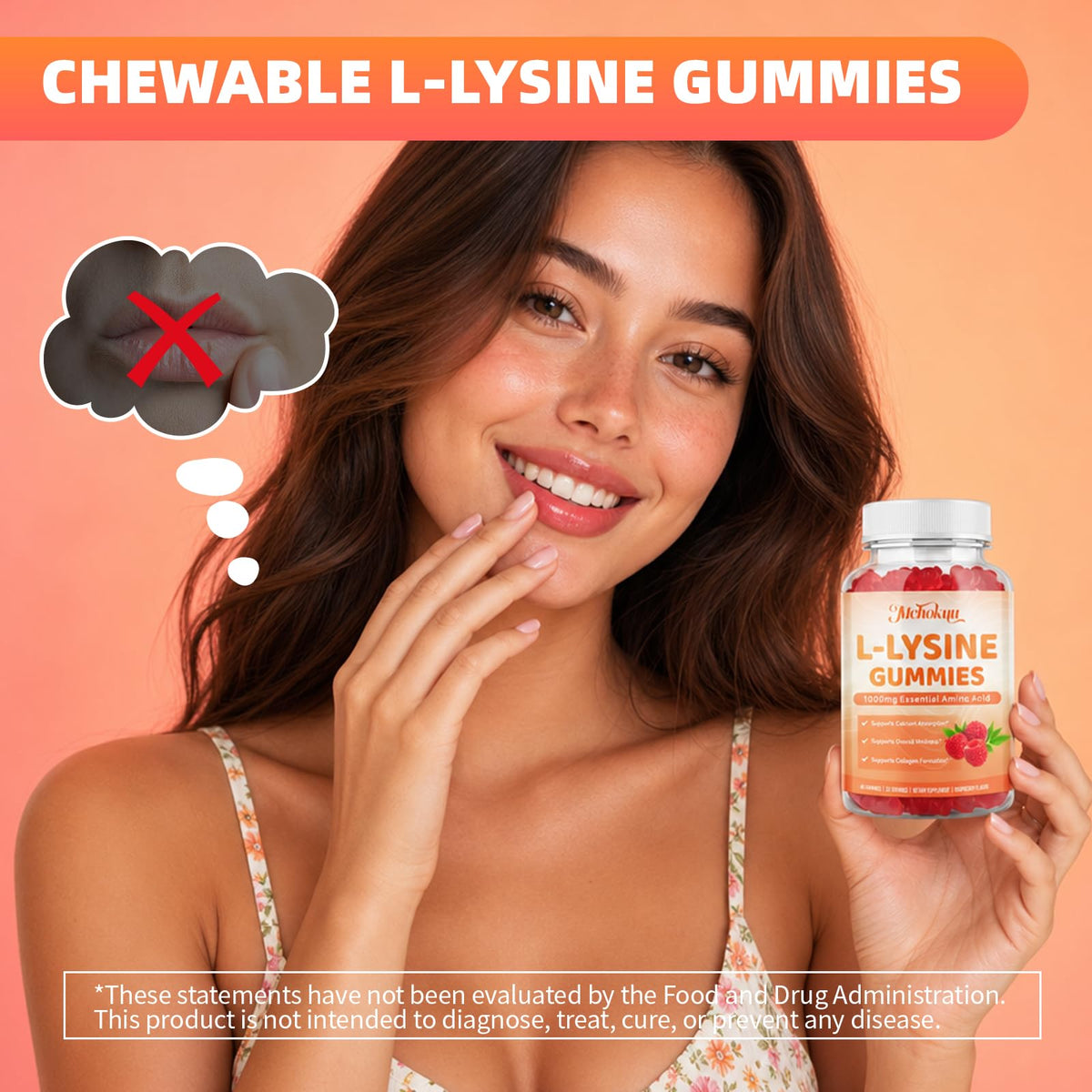 Natural L-Lysine supplement in gummy form
