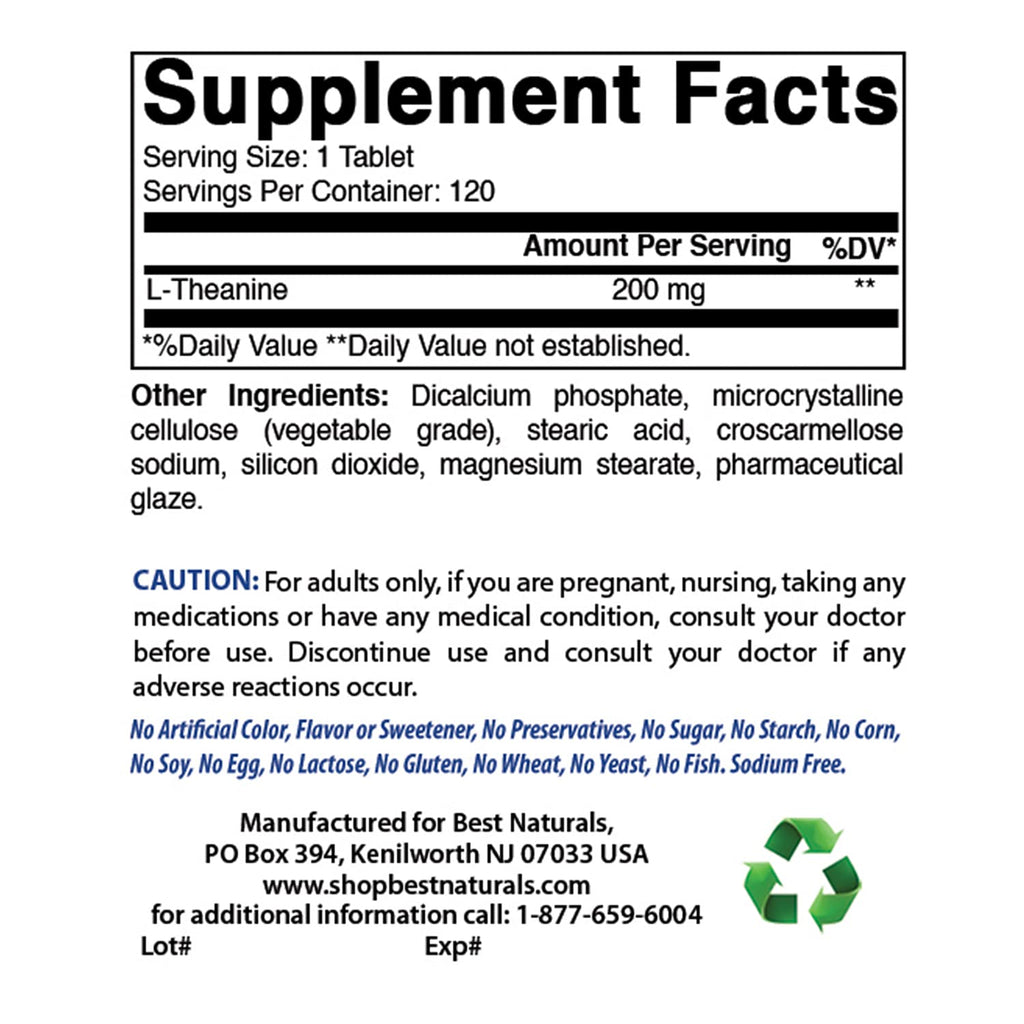 natural l-theanine supplement tablets