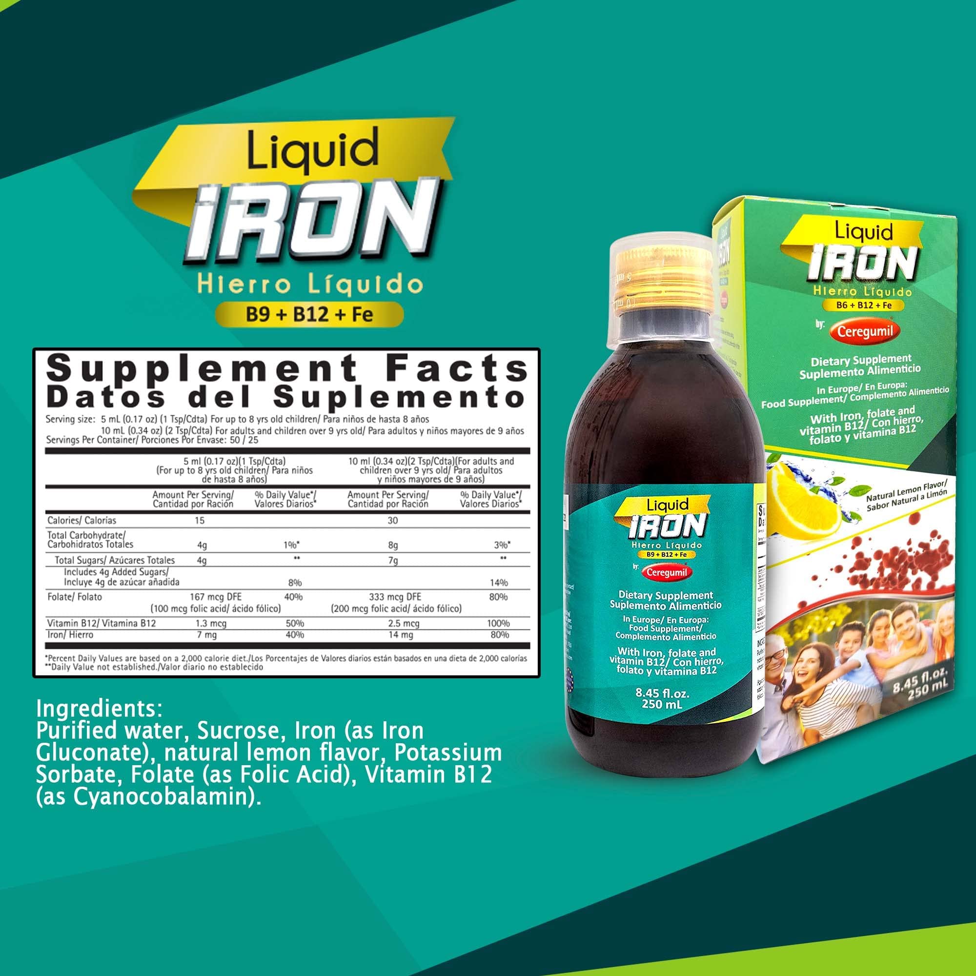 Natural lemon flavor iron supplement