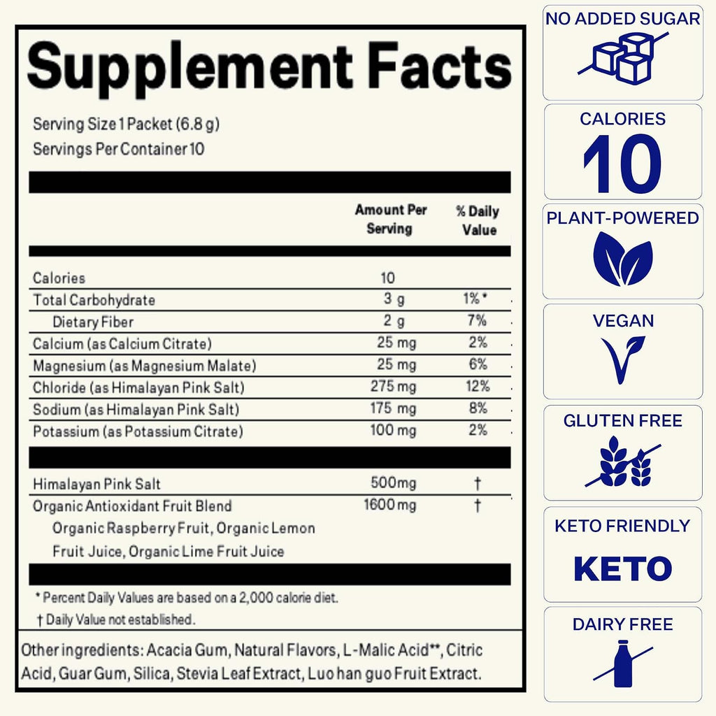 Natural lemon raspberry flavour electrolytes