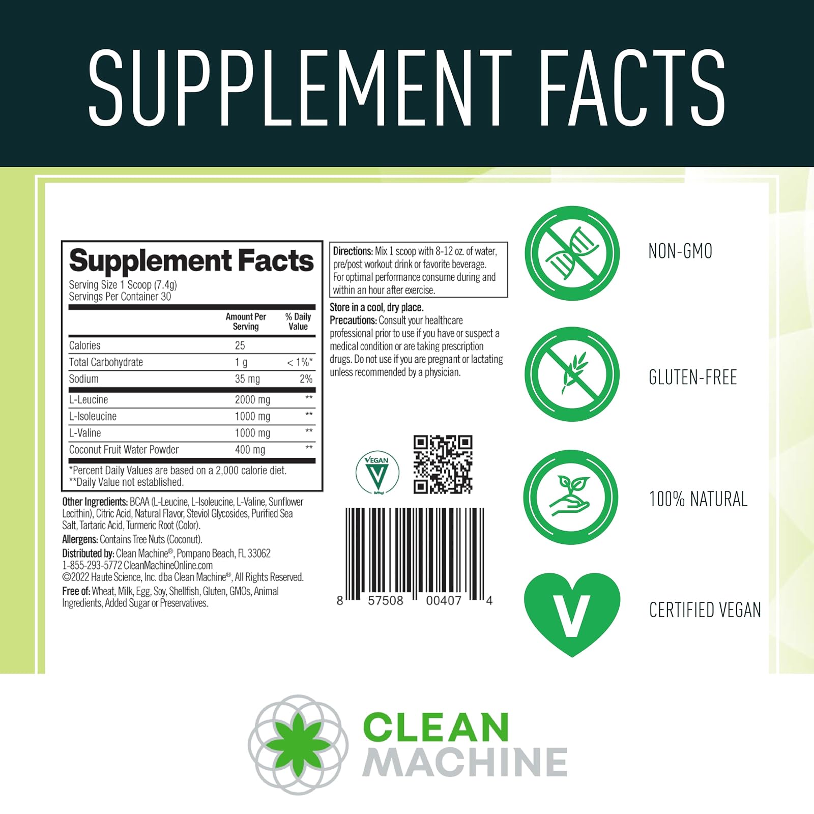 Natural lemonade flavour BCAA supplement