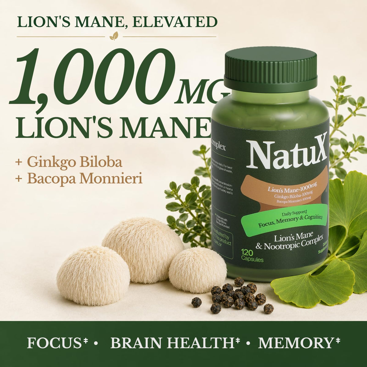 natural Lion's Mane brain support