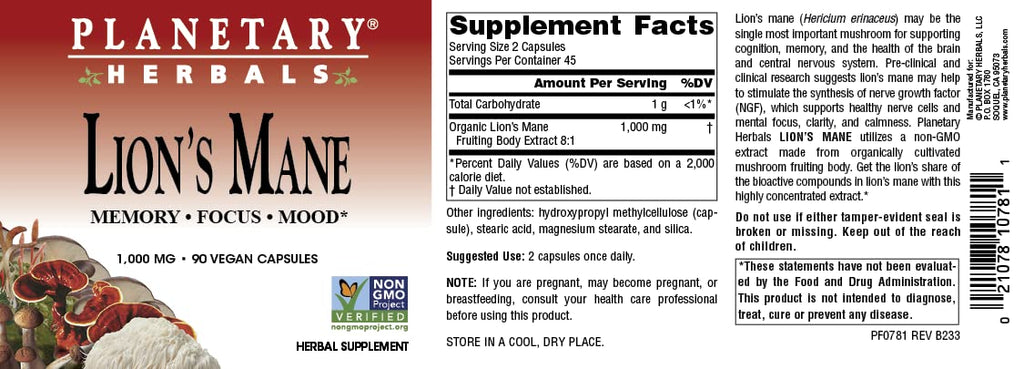 Natural Lion's Mane mushrooms supplement