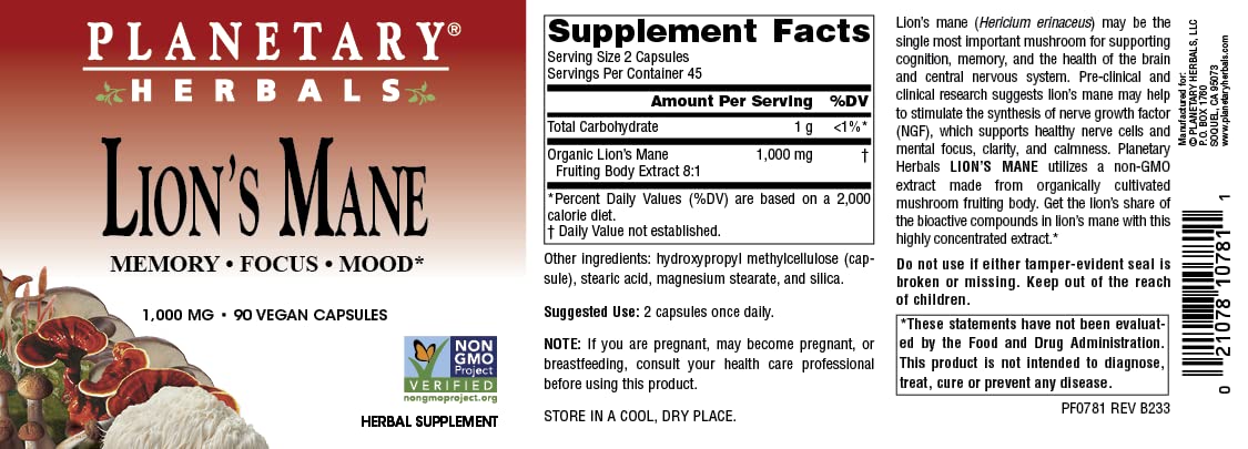 Natural Lion's Mane mushrooms supplement