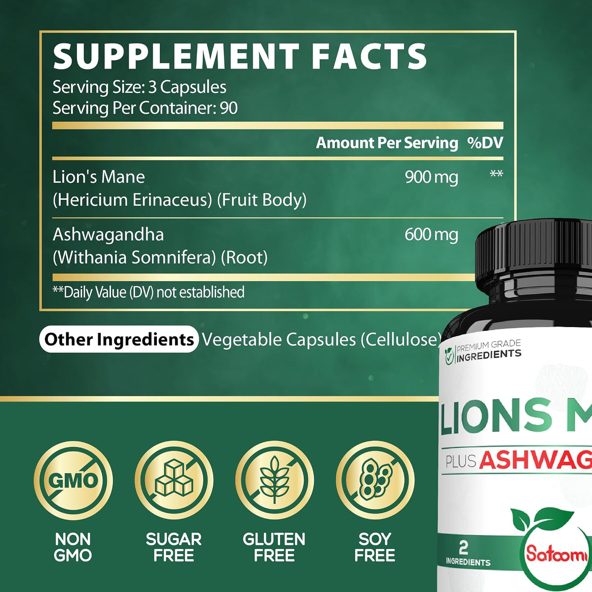 natural lion's mane supplement capsules