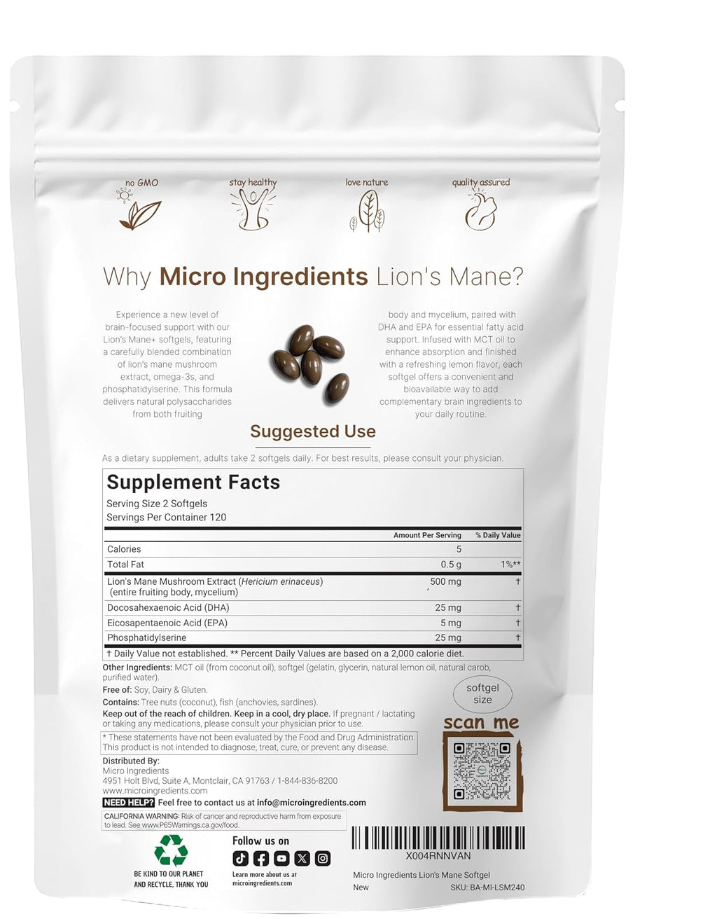 natural lion's mane supplement with omega-3