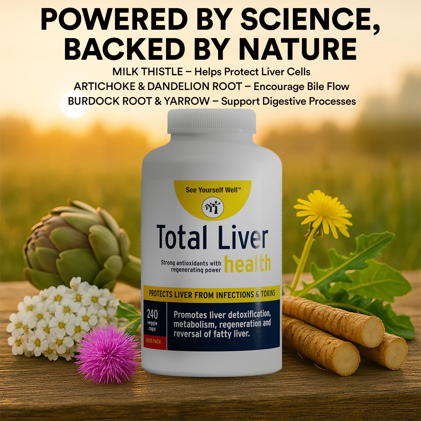 Natural liver health supplement capsules