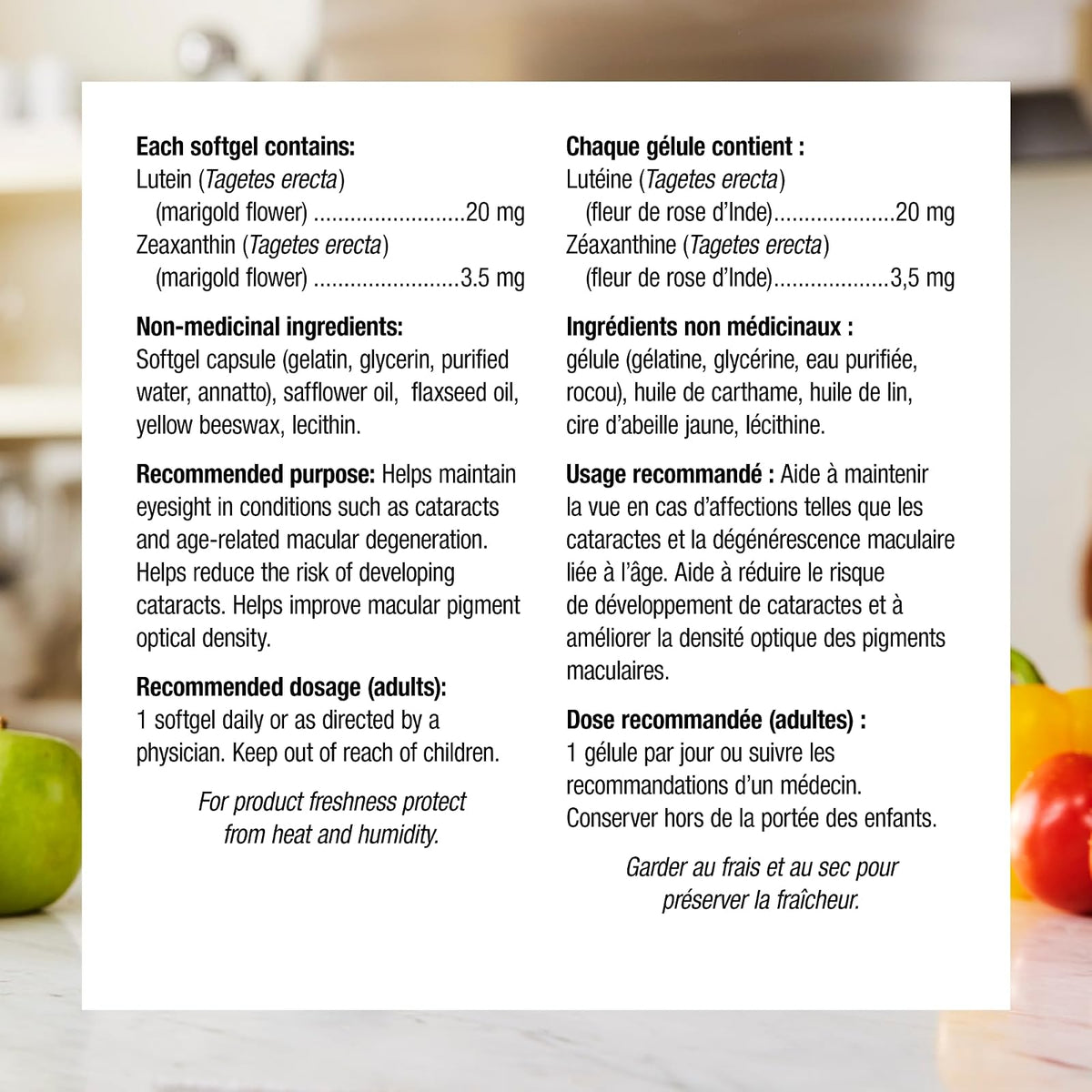 Natural Lutein softgels for daily wellness