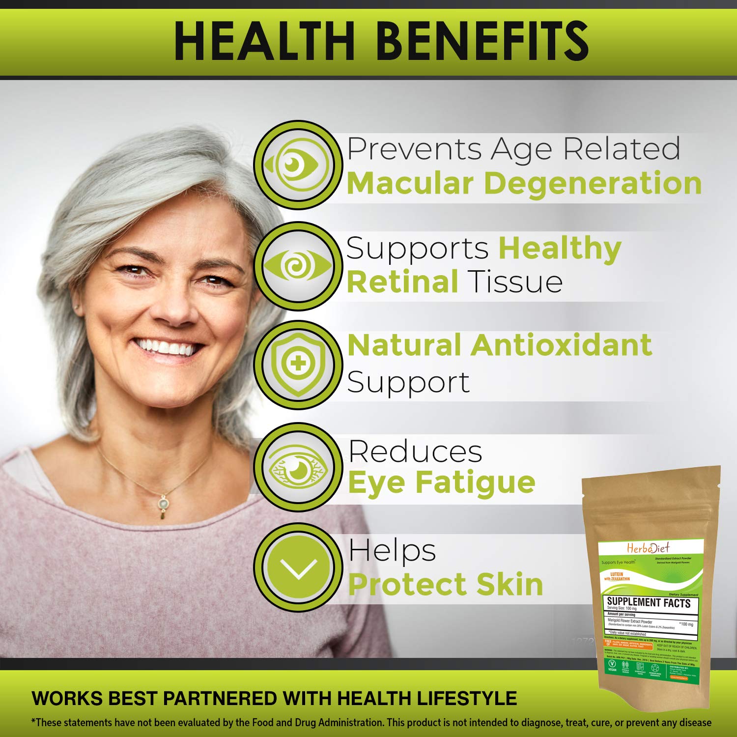 Natural lutein supplement for vision