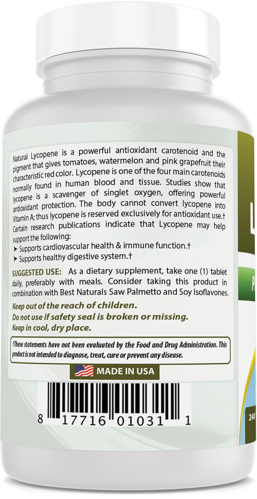 Natural lycopene supplement for wellness