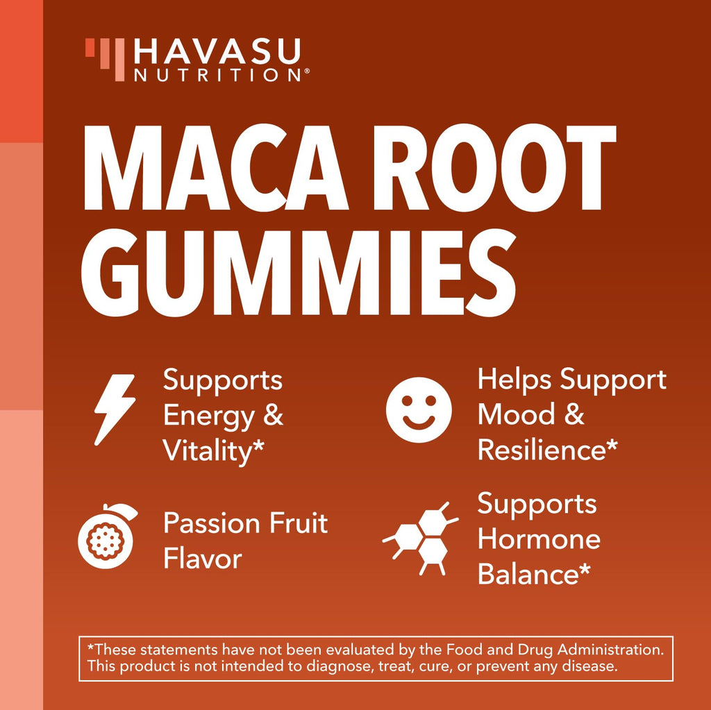 Natural maca root supplement gummies