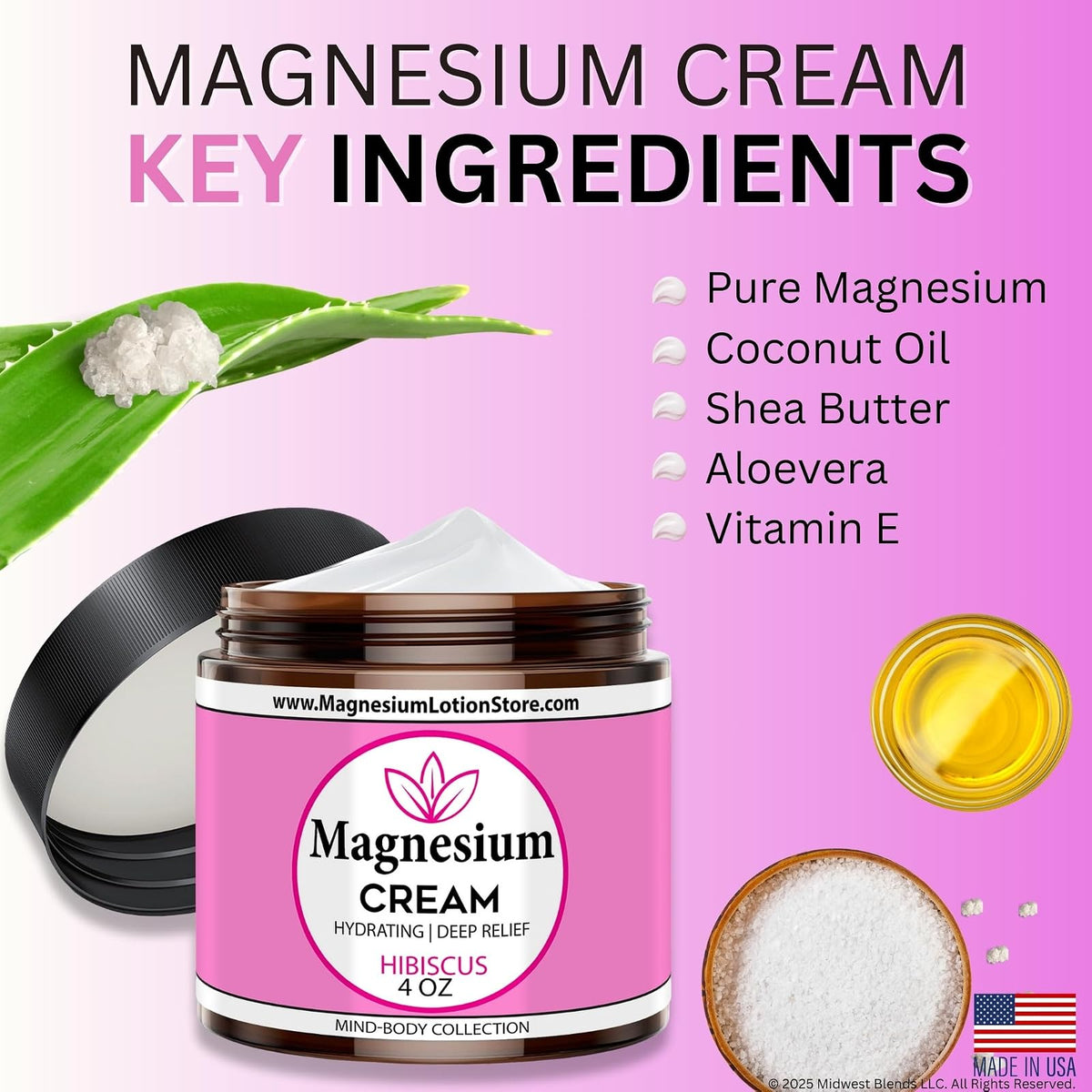 Natural magnesium cream for relaxation