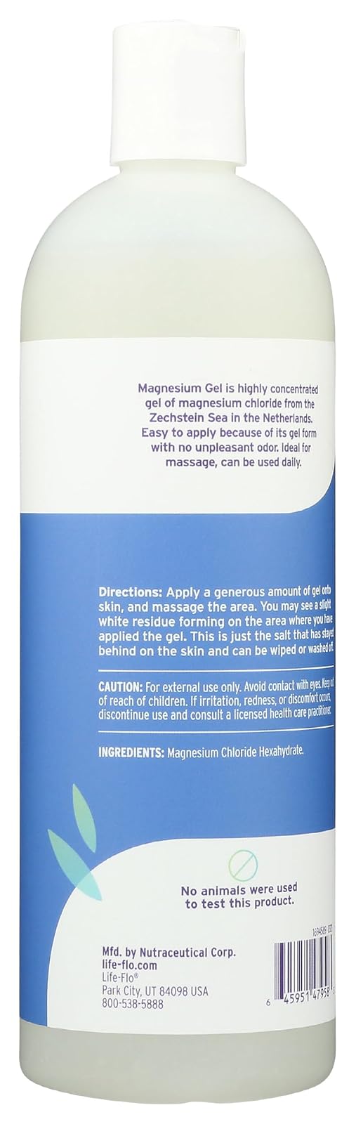Natural magnesium gel for skin absorption