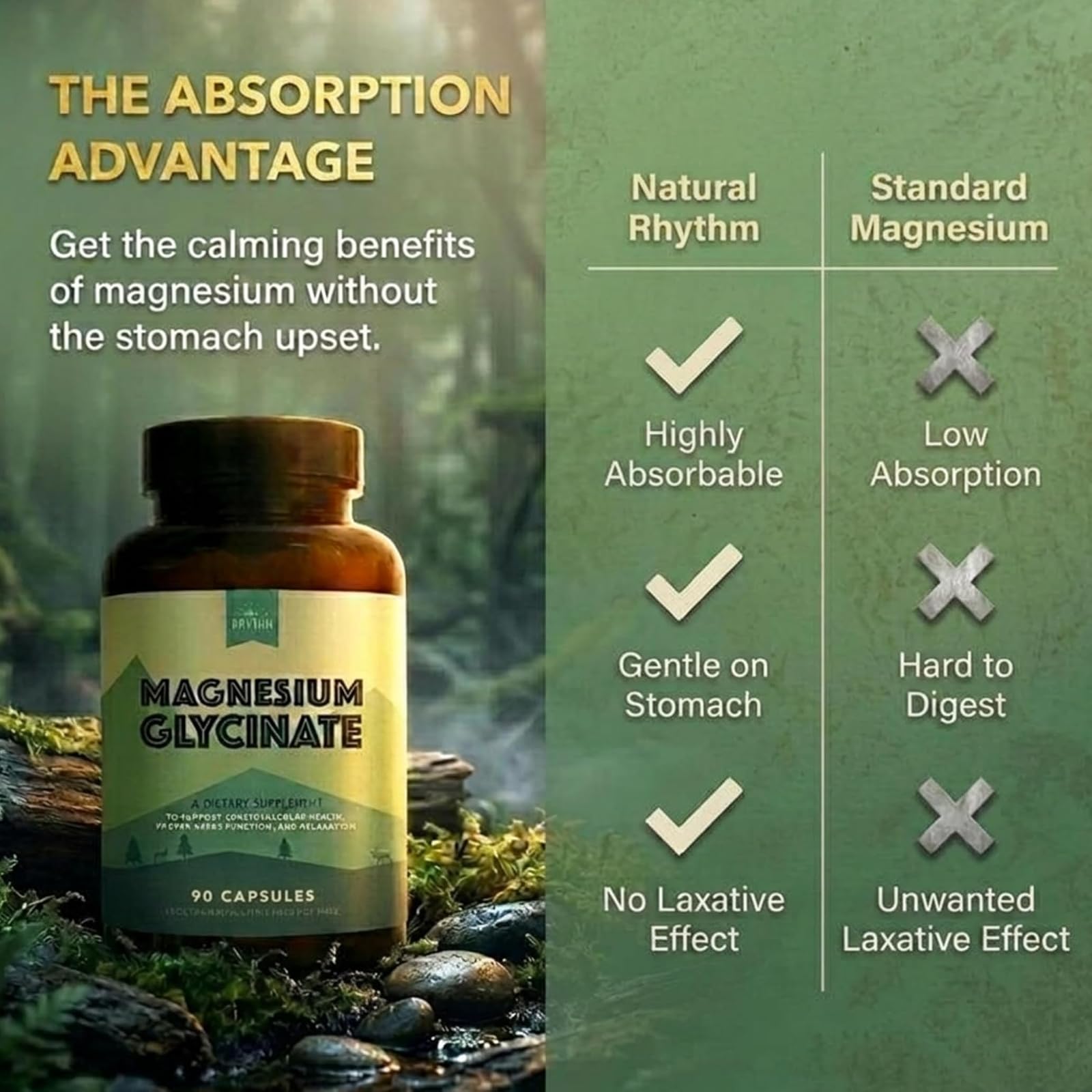 Natural magnesium glycinate for relaxation
