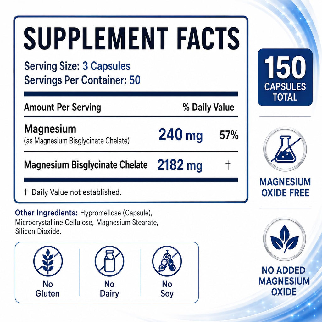 Natural Magnesium Glycinate for stress relief