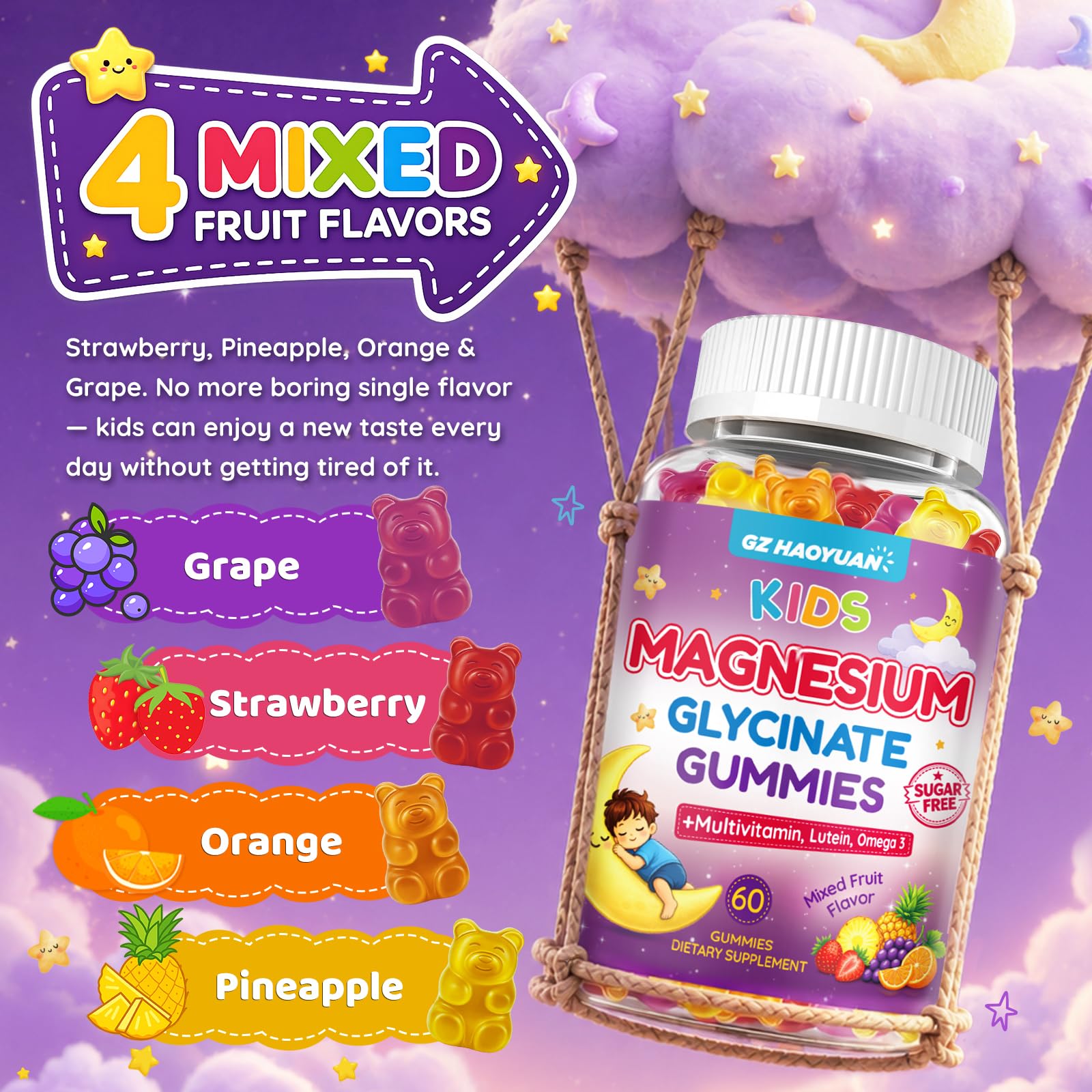 Natural magnesium gummies for children