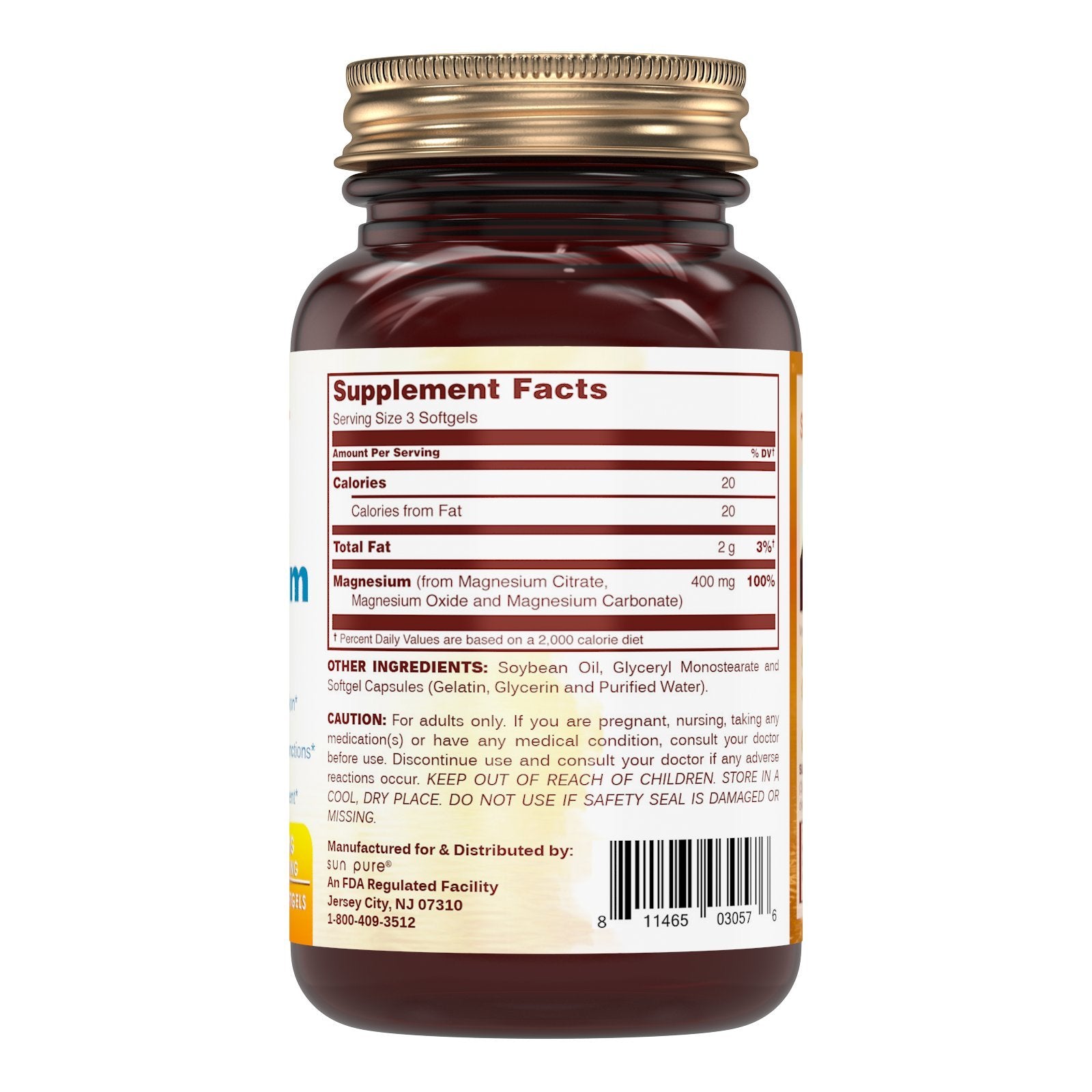natural magnesium in glass bottle