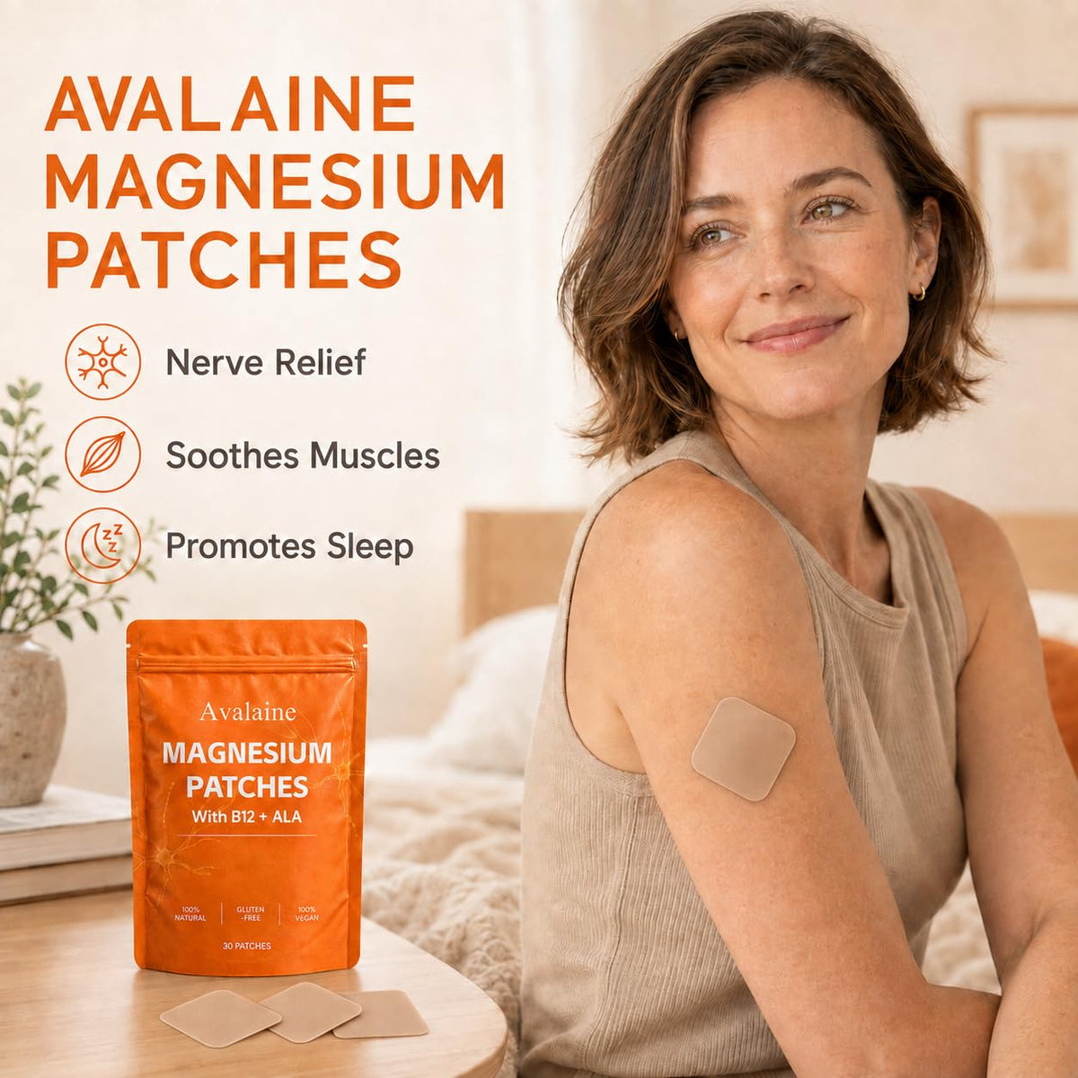 Natural magnesium patches for muscle relief