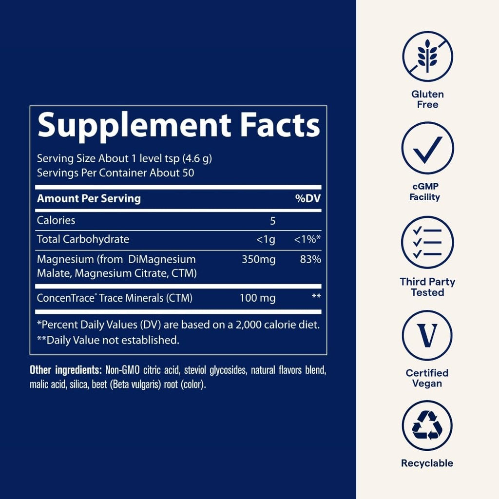 Natural magnesium powder for muscle health