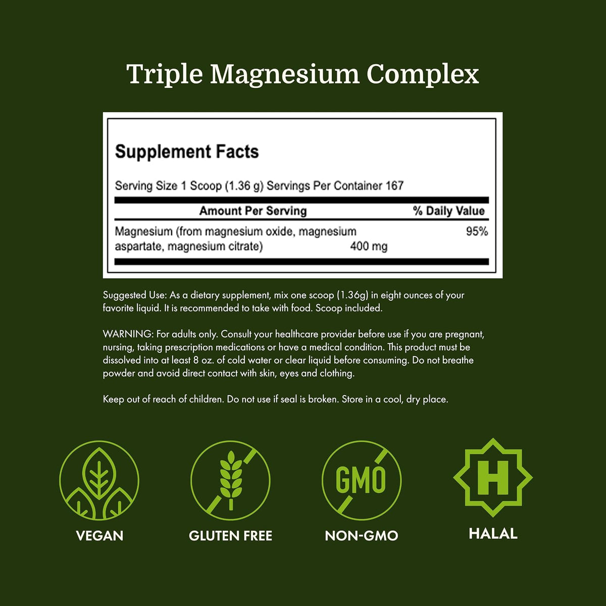 Natural magnesium powder for stress relief