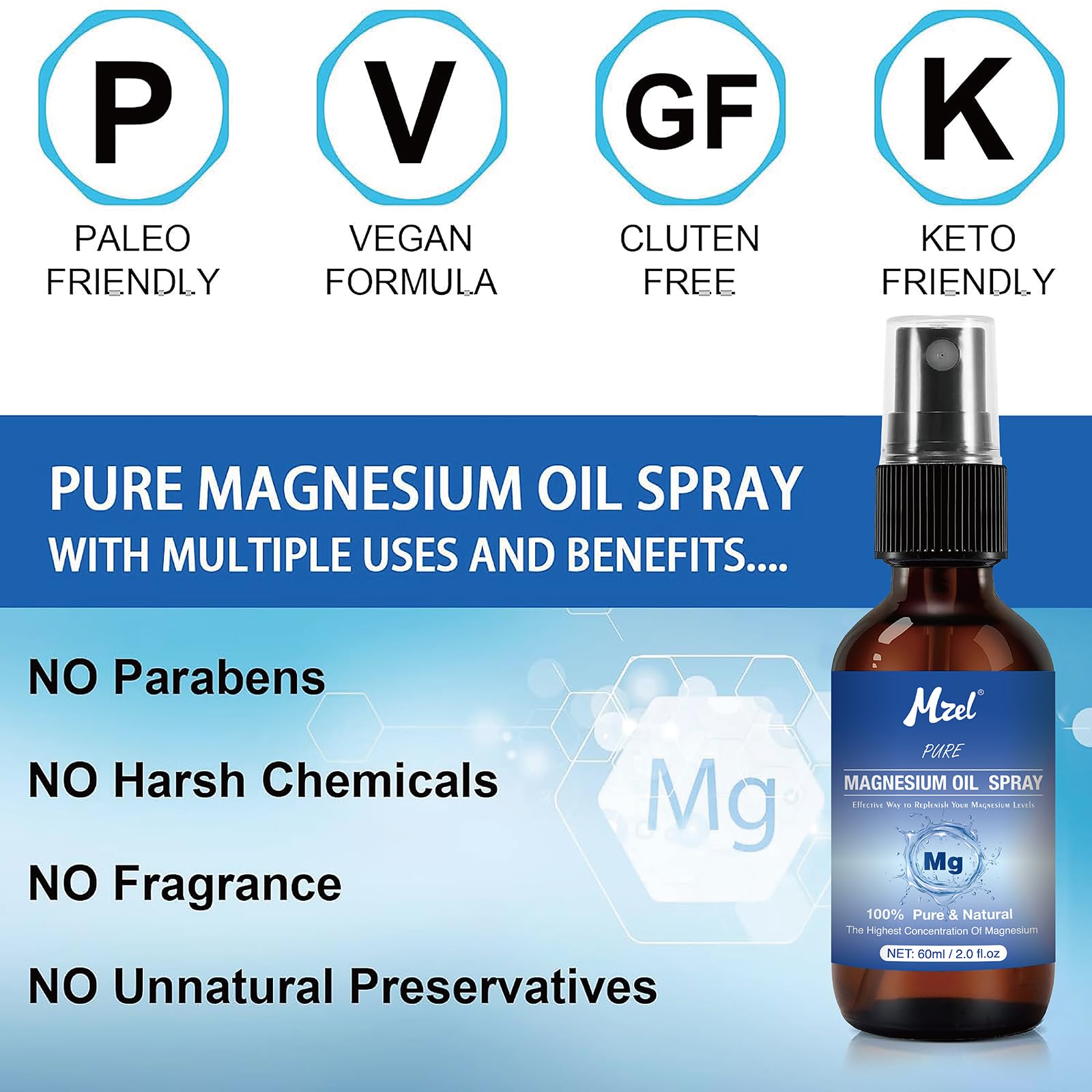 Natural magnesium spray for muscle relaxation