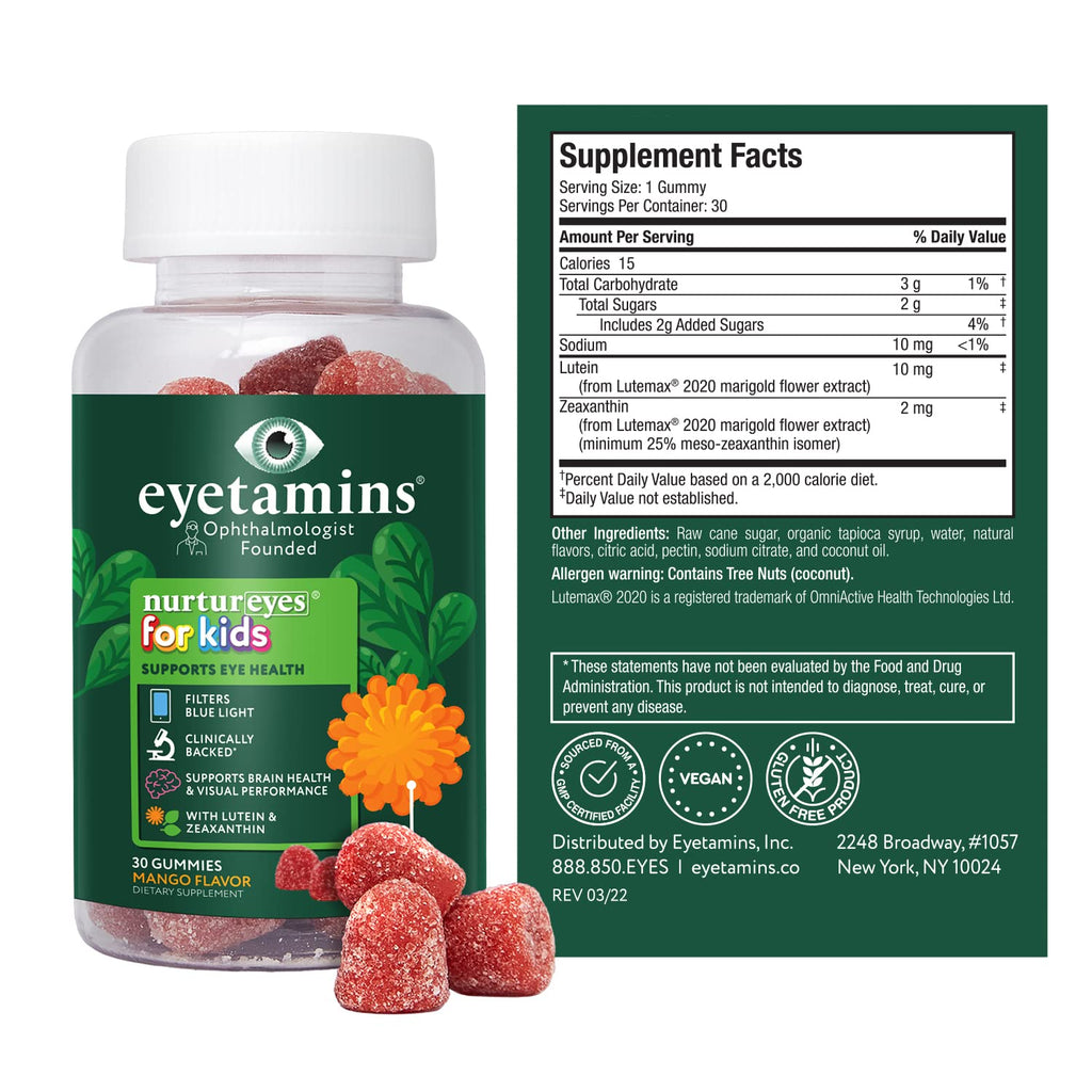 Natural mango flavoured eye vitamins