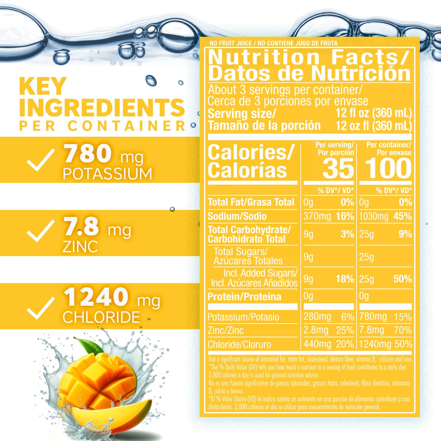 Natural mango sports hydration beverage