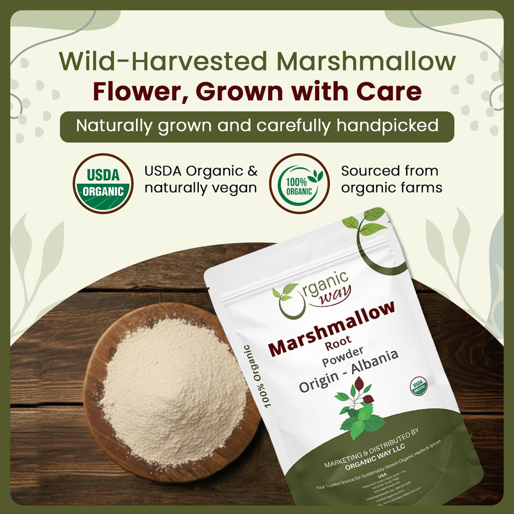 Natural marshmallow root for soothing tea