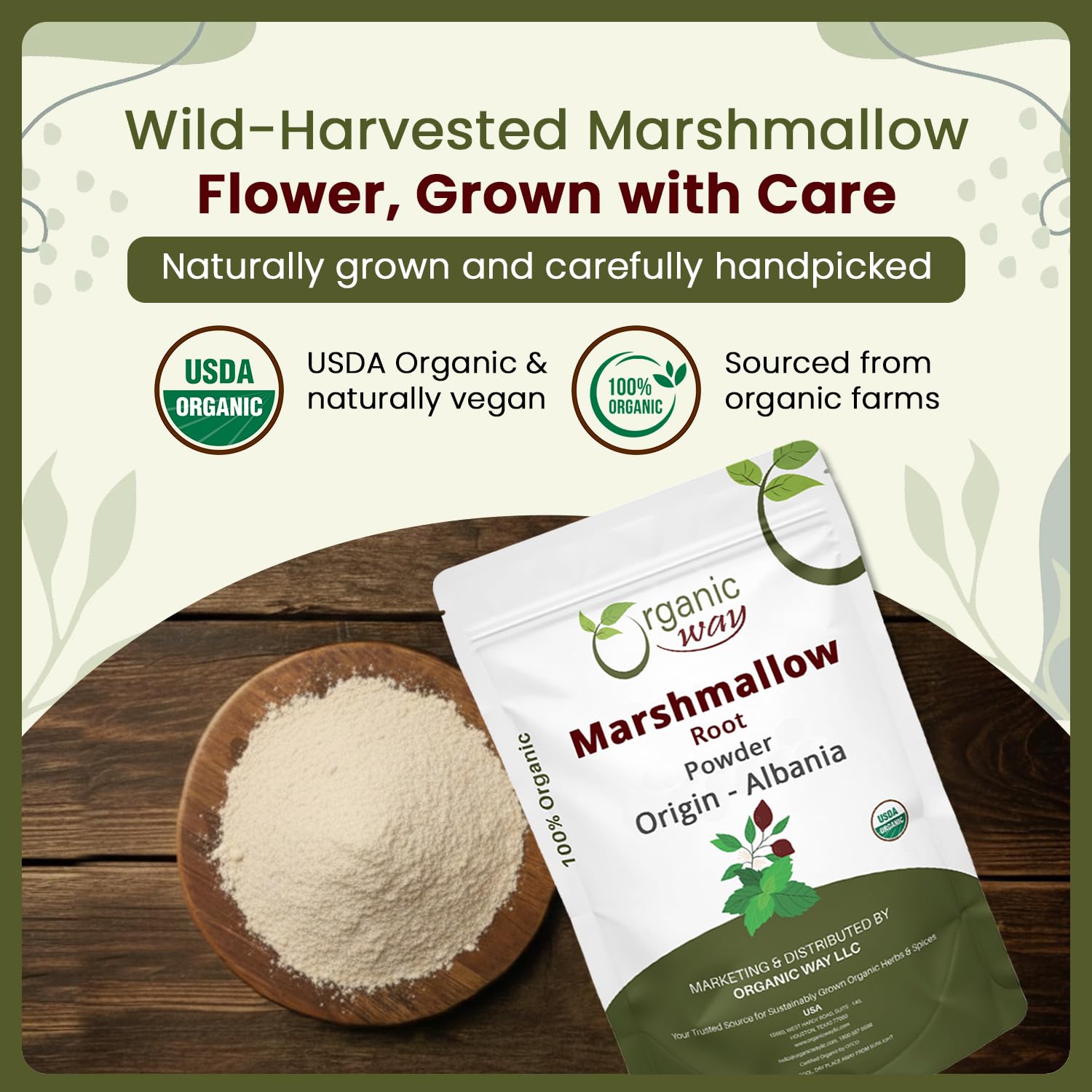 Natural marshmallow root for soothing tea