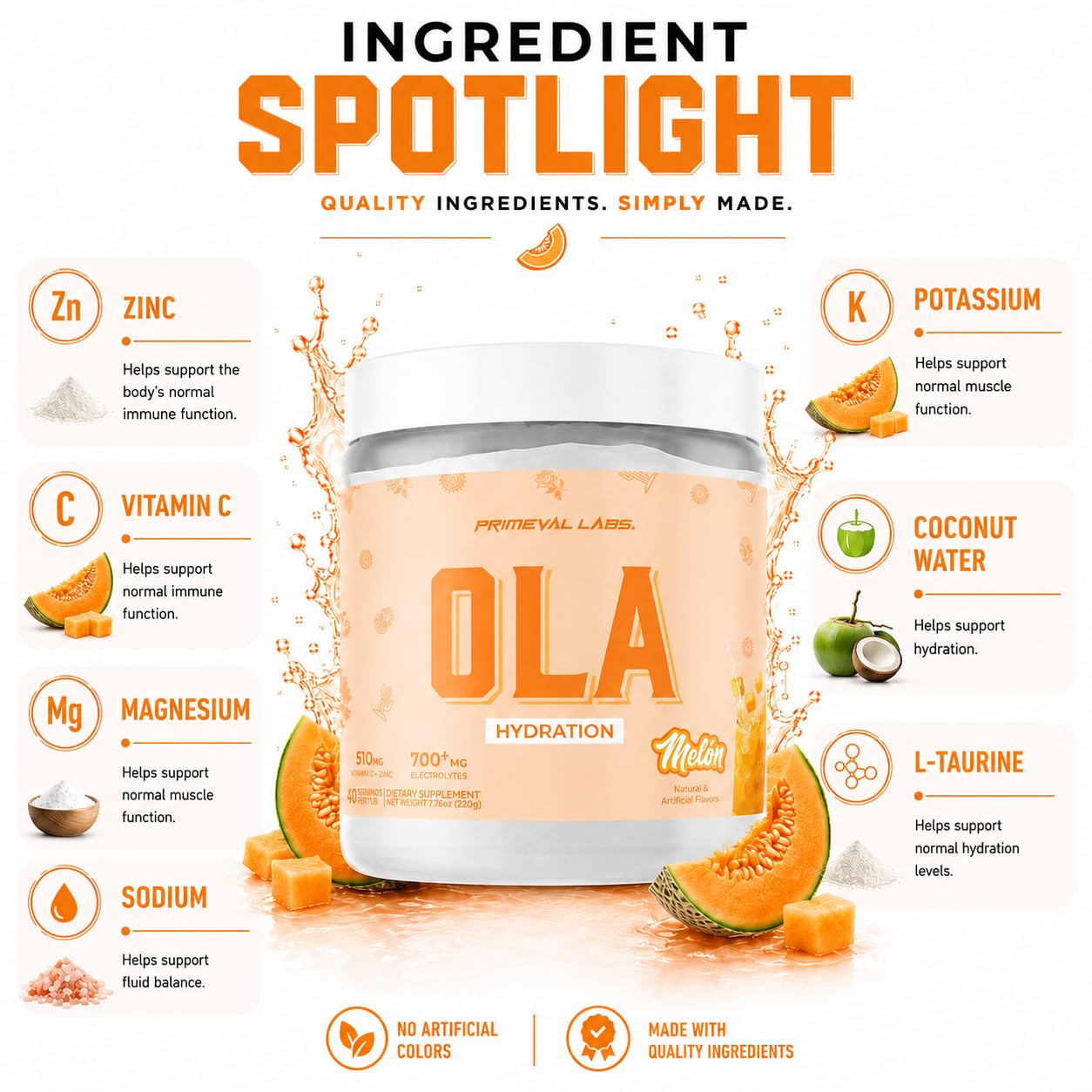 Natural melon flavour electrolyte drink